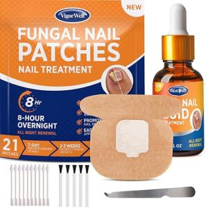 toenail fungus treatment extra strength - nail fungus treatment for toenail, toe nail fungus treatment extra strength, nighttime fungal nail patches & fungus nail treatment liquid set (21patches+15ml)