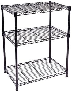 elevon 3-shelf adjustable, heavy duty storage shelving unit (350 lbs loading capacity per shelf), steel organizer wire rack, black (23.2" l x 13.4" w x 30.3" h)