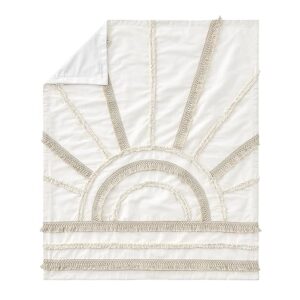 sweet jojo designs ivory boho chic sun boy girl soft baby blanket receiving security stroller swaddle toddler newborn infant kids travel warm minky cotton bohemian gender neutral beige tufted fringe