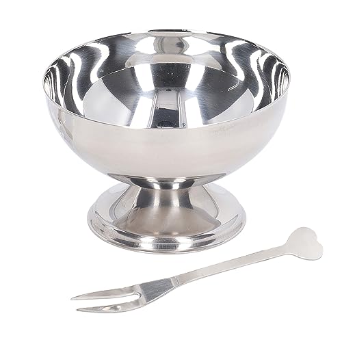 Ice Cream Bowl Stainless Steel Dessert Pudding Bowls Sundae Salad Serving Dip Bowl Trifle Tasting Bowls with Fork Home, Hotel, Restaurant (150ml)