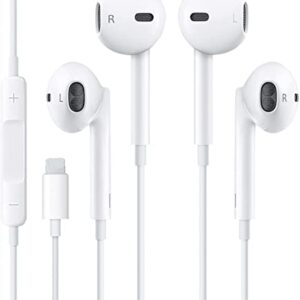 2 Pack Earbuds Headphones Wired Earphones with Microphone and Volume Control, Compatible with iPhone 14/13/12 Pro Max/Xs Max/XR/X/8/7 Plus