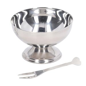 chiciris ice cream bowl stainless steel dessert pudding bowls sundae salad serving dip bowl trifle tasting bowls with fork home, hotel, restaurant (200ml)