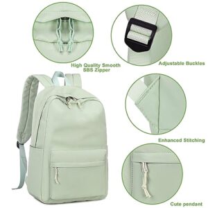 School Backpack for Teen Girls Bookbags Elementary High School Corduroy Laptop Bags Women Travel Daypacks (Solid Green)