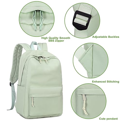 School Backpack for Teen Girls Bookbags Elementary High School Corduroy Laptop Bags Women Travel Daypacks (Solid Green)