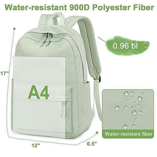 School Backpack for Teen Girls Bookbags Elementary High School Corduroy Laptop Bags Women Travel Daypacks (Solid Green)