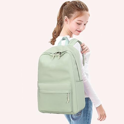 School Backpack for Teen Girls Bookbags Elementary High School Corduroy Laptop Bags Women Travel Daypacks (Solid Green)