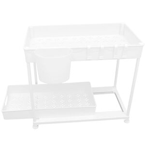 kichvoe 1 set cabinet drawer cabinet storage shelf telescopic sink shelf under sink organizer telescopic sink storage rack under sink storage bins cupboard storage box white pp