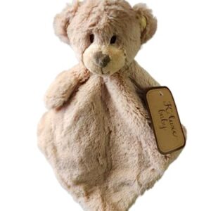 K. Luxe Baby Security Blanket Lovey with Rattle (Brown Bear), 14" x 14"