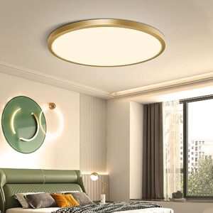 fletergib 12 inch gold led ceiling light, 3000k warm white, 24w gold flush mount ceiling light, 3200lm round low profile ceiling lights for bedroom, living room, dining room