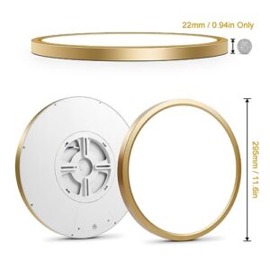 FLETERGIB 12 Inch Gold LED Ceiling Light, 3000K Warm White, 24W Gold Flush Mount Ceiling Light, 3200LM Round Low Profile Ceiling Lights for Bedroom, Living Room, Dining Room