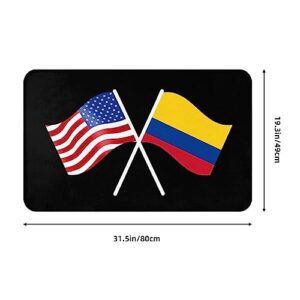 American and Colombia Flag Non-Slip Mat 20x31in Suitable for Home Kitchens and Offices