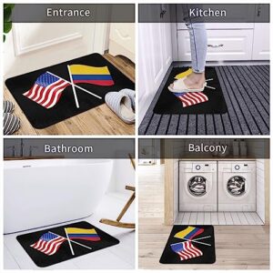 American and Colombia Flag Non-Slip Mat 20x31in Suitable for Home Kitchens and Offices