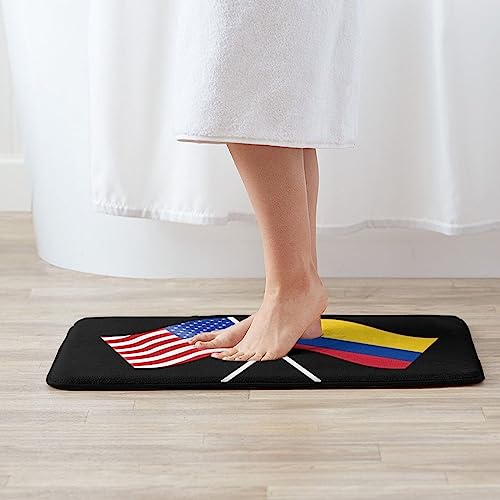 American and Colombia Flag Non-Slip Mat 20x31in Suitable for Home Kitchens and Offices