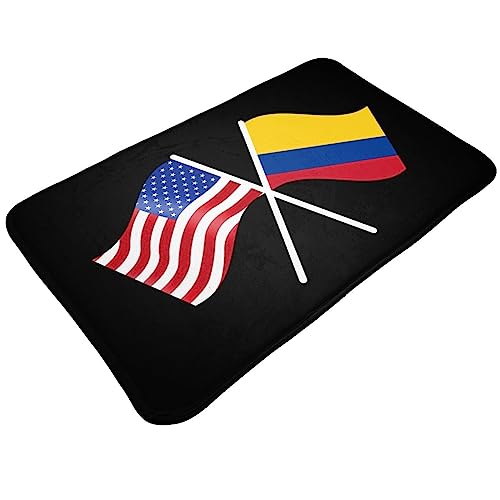 American and Colombia Flag Non-Slip Mat 20x31in Suitable for Home Kitchens and Offices