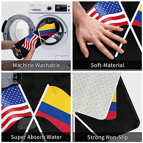 American and Colombia Flag Non-Slip Mat 20x31in Suitable for Home Kitchens and Offices