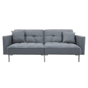 BSYEIO Futon Sofa Bed, Convertible Folding Sofa Couch for Small Space Living Room Compact Living Space Apartment -Grey