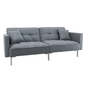 BSYEIO Futon Sofa Bed, Convertible Folding Sofa Couch for Small Space Living Room Compact Living Space Apartment -Grey