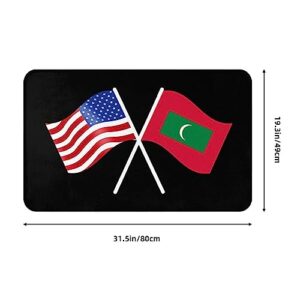 American and Maldives Flag Non-Slip Mat 20x31in Suitable for Home Kitchens and Offices