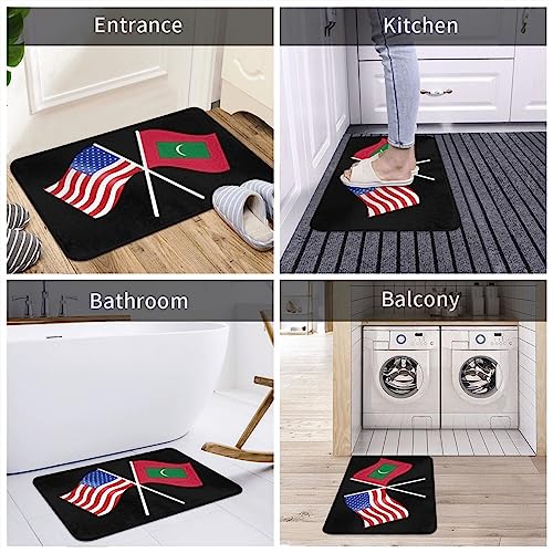 American and Maldives Flag Non-Slip Mat 20x31in Suitable for Home Kitchens and Offices