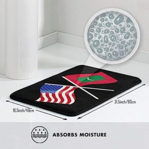 American and Maldives Flag Non-Slip Mat 20x31in Suitable for Home Kitchens and Offices