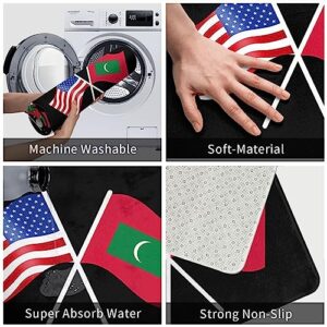 American and Maldives Flag Non-Slip Mat 20x31in Suitable for Home Kitchens and Offices