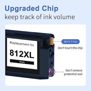 812XL Ink Cartridges Black Remanufactured Ink Cartridge Replacement for EPSON 812XL Ink Cartridges Combo Pack Black for Workforce Pro WF-7840 WF-7820 WF-7310 EC-C7000 Printer (Black,2 Pack) 812 Ink