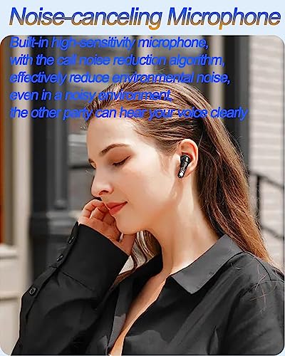 Wireless Headphones, Bluetooth Earbuds ENC Noise Cancelling Translucent Earphones in Ear, HiFi Stereo Dual Microphone Mini Sport Ear Buds with Fast Charging,IP7 Waterproof Sweat Resistant Headphones