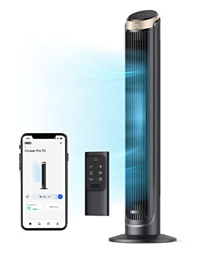 Dreo 40'' WiFi Tower Fan, 26ft/s High-Speed Cooling, Quiet Floor Fan with Remote & Smart Tower Fans for Home, 90° Oscillating Fans for Indoors, 26ft/s Velocity Quiet Floor Fan