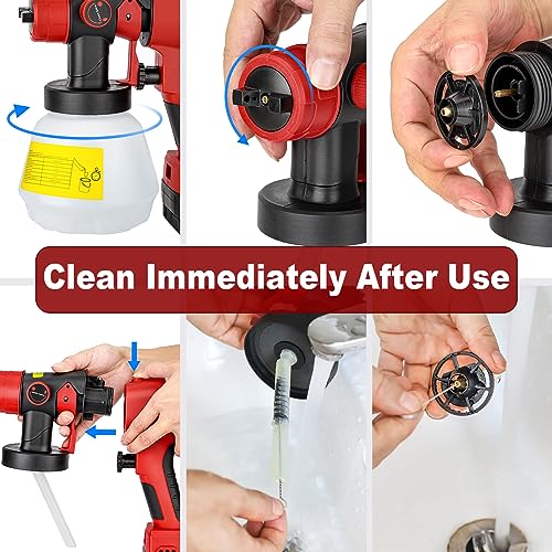 YEX-BUR Cordless Paint Sprayer for Milwaukee m18 18V Battery Handheld HVLP Spray Gun Easy to Spray for Furniture Fence Cars Walls DIY Works House Painting