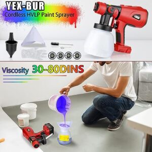 YEX-BUR Cordless Paint Sprayer for Milwaukee m18 18V Battery Handheld HVLP Spray Gun Easy to Spray for Furniture Fence Cars Walls DIY Works House Painting