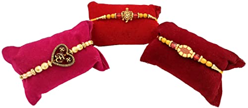 Rakhi for brother | Bracelet set of 2,3 and 4 Unique Design| Made of Brass with idol symbolic design and antique designer rakhi/bracelet | Best Gift for brother, Sister and family member. (Style 2)