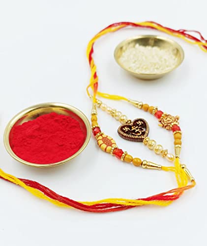 Rakhi for brother | Bracelet set of 2,3 and 4 Unique Design| Made of Brass with idol symbolic design and antique designer rakhi/bracelet | Best Gift for brother, Sister and family member. (Style 2)