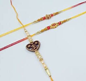 Rakhi for brother | Bracelet set of 2,3 and 4 Unique Design| Made of Brass with idol symbolic design and antique designer rakhi/bracelet | Best Gift for brother, Sister and family member. (Style 2)