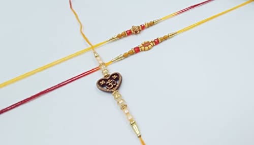 Rakhi for brother | Bracelet set of 2,3 and 4 Unique Design| Made of Brass with idol symbolic design and antique designer rakhi/bracelet | Best Gift for brother, Sister and family member. (Style 2)