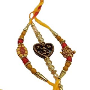 Rakhi for brother | Bracelet set of 2,3 and 4 Unique Design| Made of Brass with idol symbolic design and antique designer rakhi/bracelet | Best Gift for brother, Sister and family member. (Style 2)