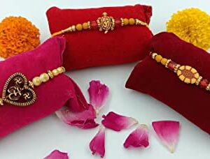 Rakhi for brother | Bracelet set of 2,3 and 4 Unique Design| Made of Brass with idol symbolic design and antique designer rakhi/bracelet | Best Gift for brother, Sister and family member. (Style 2)