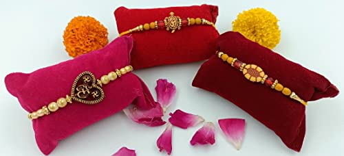 Rakhi for brother | Bracelet set of 2,3 and 4 Unique Design| Made of Brass with idol symbolic design and antique designer rakhi/bracelet | Best Gift for brother, Sister and family member. (Style 2)