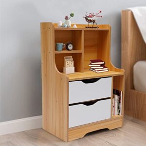 Nightstand Modern Side Table 2 Drawers Wood End Table with Storage Shelf for Bedroom,Living Room,Office,Hotel