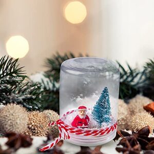 8 Set Christmas Plastic Snow Globes Kit Includes 8 Clear Snow Globe, 16 Mini Xmas Trees, 3 Snowman, 3 Santa Claus, 2 House, 1 Christmas Sticker with Artificial Snow for DIY Crafts Home Winter Decor