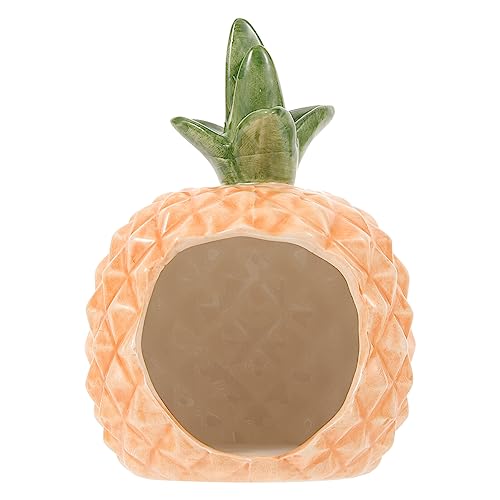 POPETPOP Ceramic Hamster Hideout - Lovely Pineapple Chinchilla Cooling Gerbil House Hamster Bed Room Cage Accessories for Guinea Pig Gerbil Ferret Hamster House