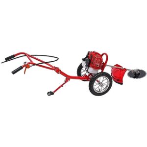 tbvechi lawn mower, 2-stroke hand push gasoline lawn mower, 1.8kw 49cc 3 in 1 lawn mower loosen weed, gas mower grass w/2 scarifying knife for home garden yard