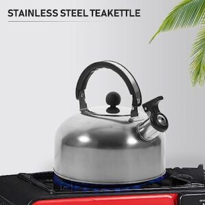 Whistling Teapot Stainless Steel Tea Pot Tea Kettle Stovetop Whistling Kettle with Cool Grip Handle for for Kitchen Camping 3 Liter Whistling Water Kettle