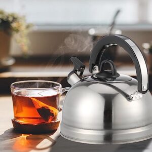 Whistling Teapot Stainless Steel Tea Pot Tea Kettle Stovetop Whistling Kettle with Cool Grip Handle for for Kitchen Camping 3 Liter Whistling Water Kettle