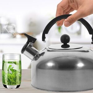 Whistling Teapot Stainless Steel Tea Pot Tea Kettle Stovetop Whistling Kettle with Cool Grip Handle for for Kitchen Camping 3 Liter Whistling Water Kettle