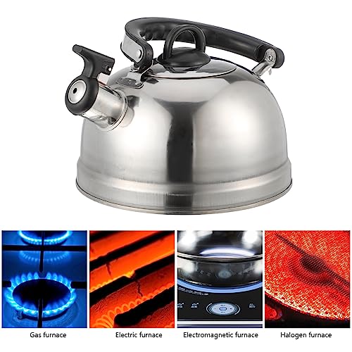 Whistling Teapot Stainless Steel Tea Pot Tea Kettle Stovetop Whistling Kettle with Cool Grip Handle for for Kitchen Camping 3 Liter Whistling Water Kettle