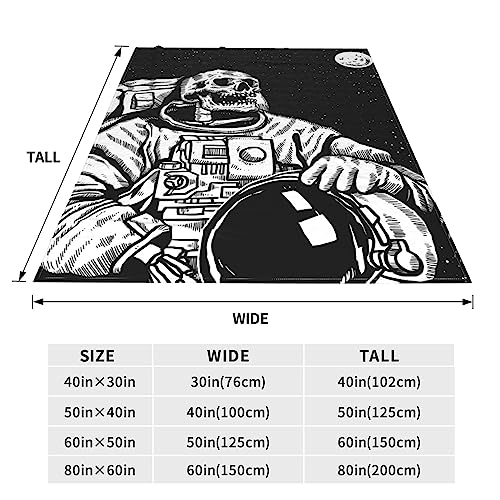 Laridaorio Halloween Throw Blanket, 50"×60“ Skull Fleece Blanket for Men, Women and Kids - Super Soft Lightweight Warm Plush Astronaut Blanket Throw Decor for Bed Sofa Couch