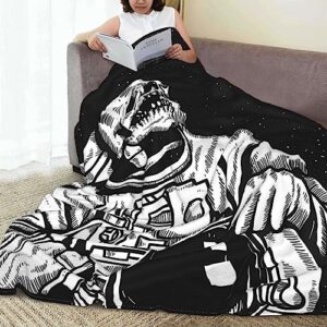 Laridaorio Halloween Throw Blanket, 50"×60“ Skull Fleece Blanket for Men, Women and Kids - Super Soft Lightweight Warm Plush Astronaut Blanket Throw Decor for Bed Sofa Couch