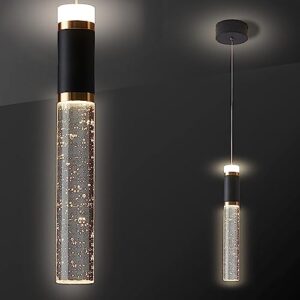 led pendant light,crystal modern led kitchen island light fixture,adjustable pendant lighting for kitchen island,black gold led chandelier for dining room,bedroom,mini pendant spot lights (1-pack)