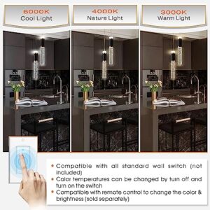 Led Pendant Light,Crystal Modern Led Kitchen Island Light Fixture,Adjustable Pendant Lighting for Kitchen Island,Black Gold Led Chandelier for Dining Room,Bedroom,Mini Pendant Spot Lights (1-Pack)