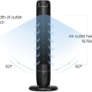 SOHLER 36'' Oscillating Tower Fan, Remote Control, Quiet Stand Up, 3 Speed Settings, 3 Modes, 7-Hour Timer, LED Display, for Bedroom or Home Office Use, Glossy Black